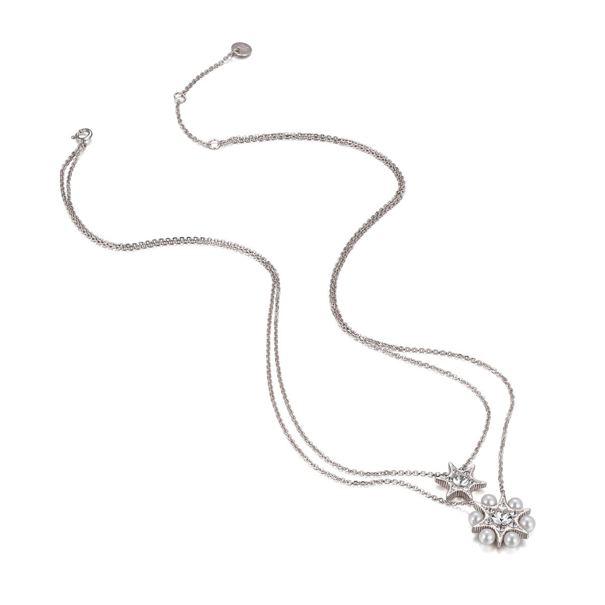 Star of Solomon Pearl Double Chain Necklace | VICACCI